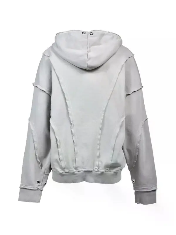 BREATH Frayed Zip-up Hoodie - Grey