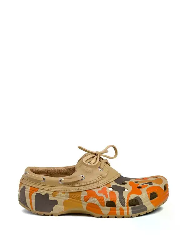 CROCS Camouflage-printed Clogs With Tie Detail - Neutrals