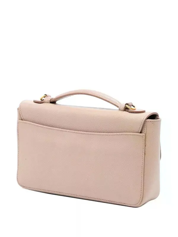Prada Saffiano Sound Lock Satchel - Brown