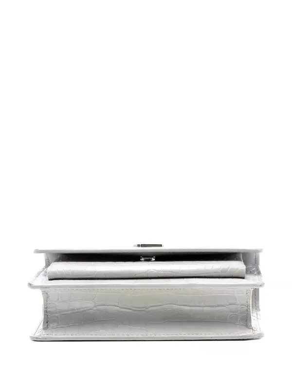 Saint Laurent Mini Croc Embossed Leather Monogram Sunset Wallet On Chain