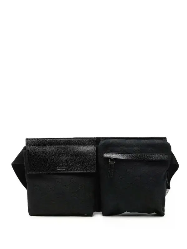 Gucci Gg Canvas Double Pocket Belt Bag - Blue