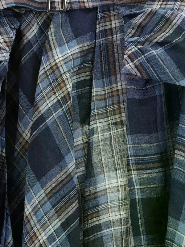 MARBELL Plaid Asymmetric-hem Skirt