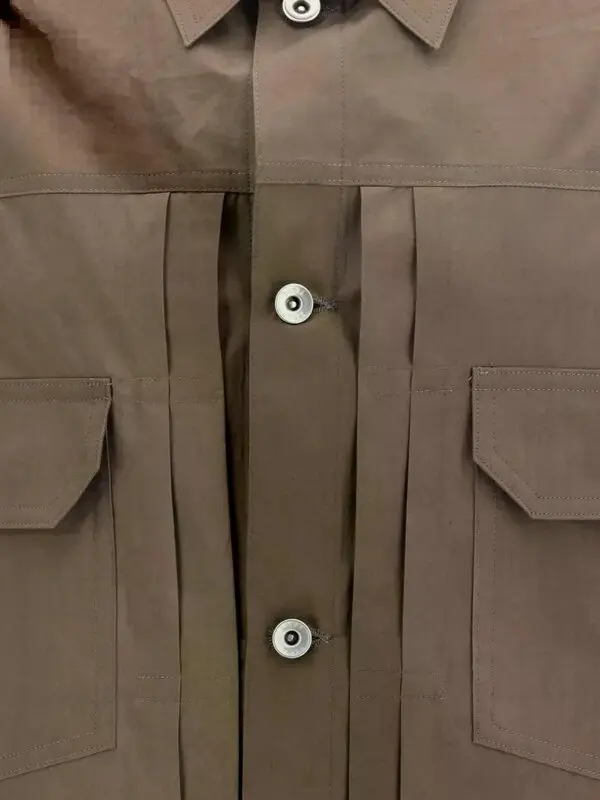 Sacai Buttoned Cotton Shirt Jacket - Brown