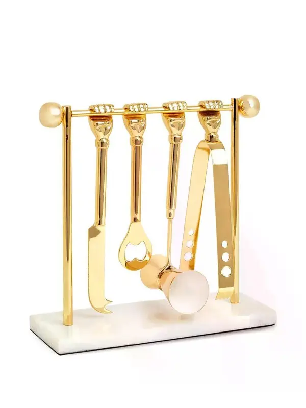 Jonathan Adler Marble-base Bar Set - Gold