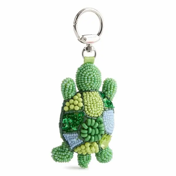 VERA BRADLEY Beaded Sea Turtle Bag Charm Keychain - Blue