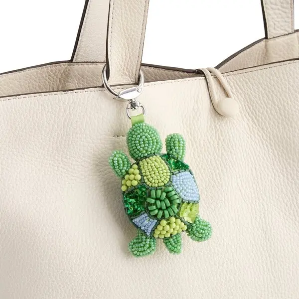 VERA BRADLEY Beaded Sea Turtle Bag Charm Keychain