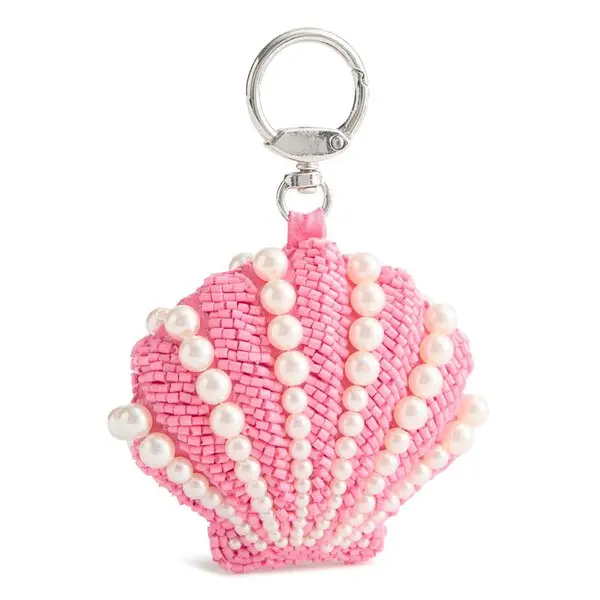 VERA BRADLEY Beaded Shell Bag Charm Keychain In Cottage Shells - Pink