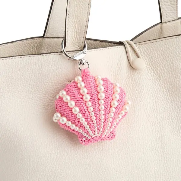 VERA BRADLEY Beaded Shell Bag Charm Keychain