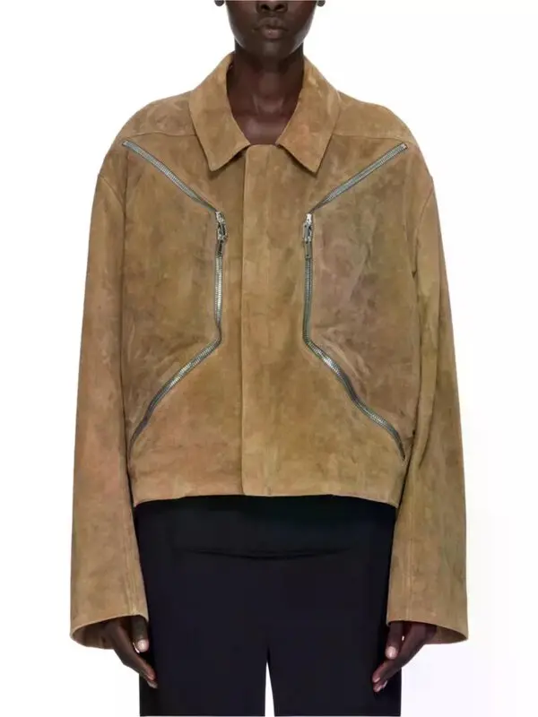 Rick Owens Heizer Mac Zipped Leather Coat