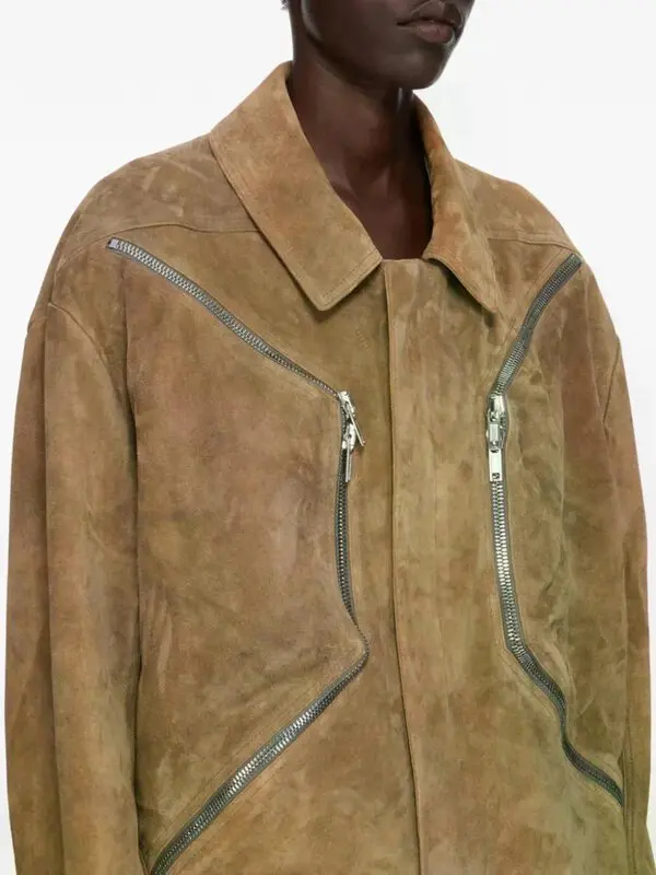 Rick Owens Heizer Mac Zipped Leather Coat