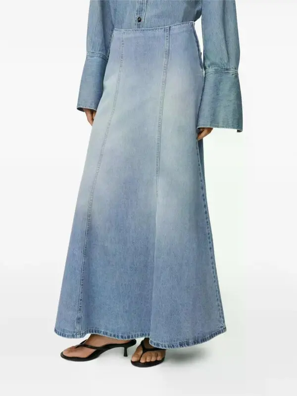 LOIS Wilson Logo-patch Denim Maxi Skirt