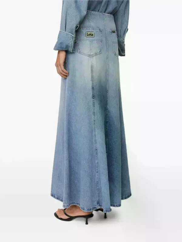 LOIS Wilson Logo-patch Denim Maxi Skirt