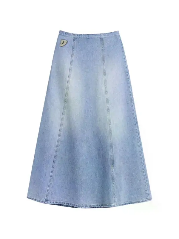 LOIS Wilson Logo-patch Denim Maxi Skirt