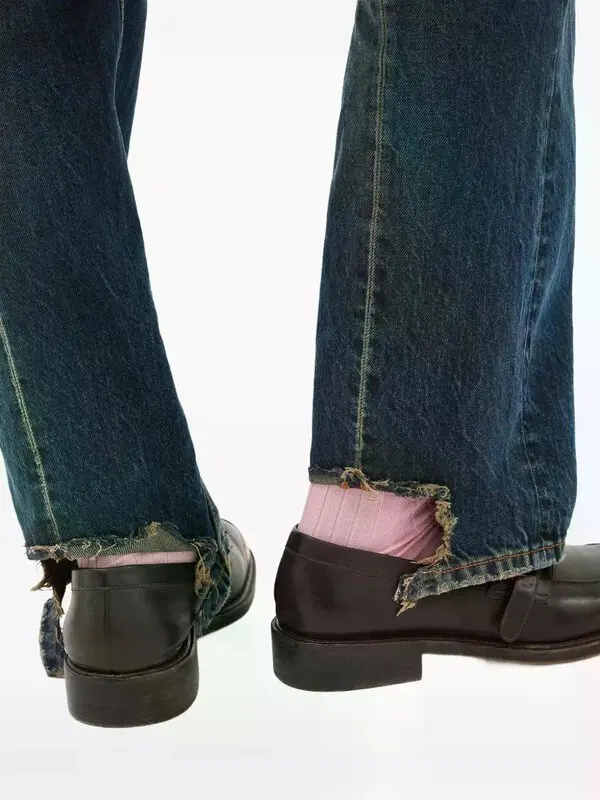 Versace Distressed Straight Leg Jeans