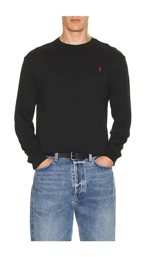 Polo Ralph Lauren Long Sleeve Crewneck T-shirt In Black - Polo Black