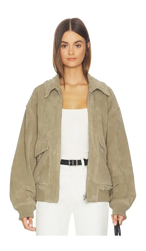 Citizens Of Humanity Vivienne Suede Bomber Jacket - Deep Olive