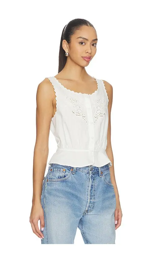 RE/DONE Jerry Tank Blouse Top In Ivory