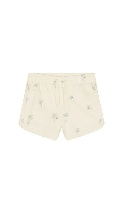 RYLEE + CRU Swim Trunk In Ivory - Palms