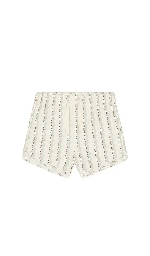 RYLEE + CRU Swim Trunk In Ivory - Wave Stripe