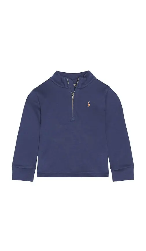 Polo Ralph Lauren Long Sleeve Interlock Mock Neck Half Zip In Navy - Light Navy