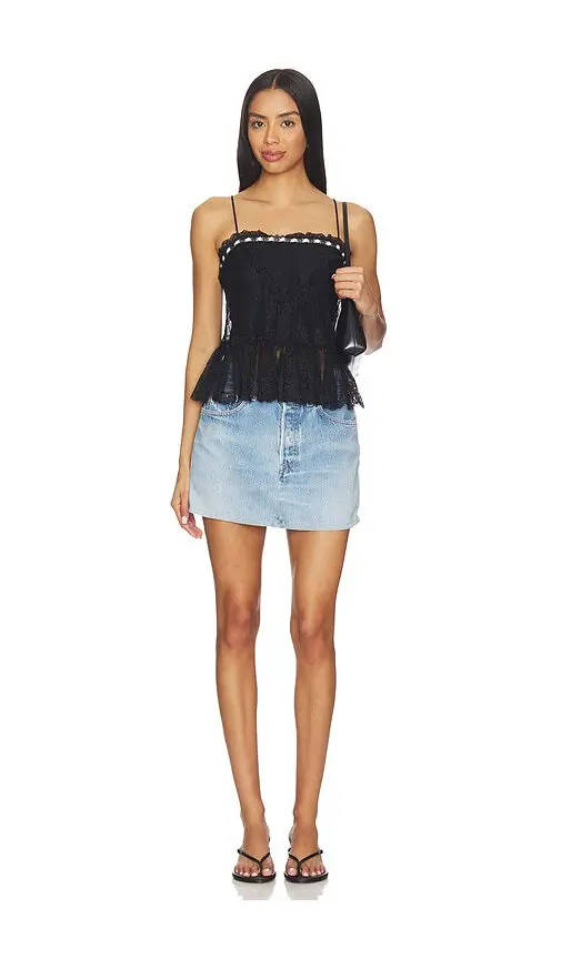 Alice + Olivia Alessia Lace Ruffle Crop Top