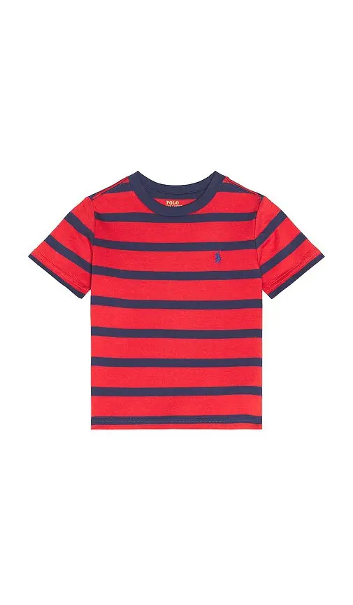 Polo Ralph Lauren Jersey Knit Striped Crewneck T-shirt In Red - Nantucket Red & Light Navy