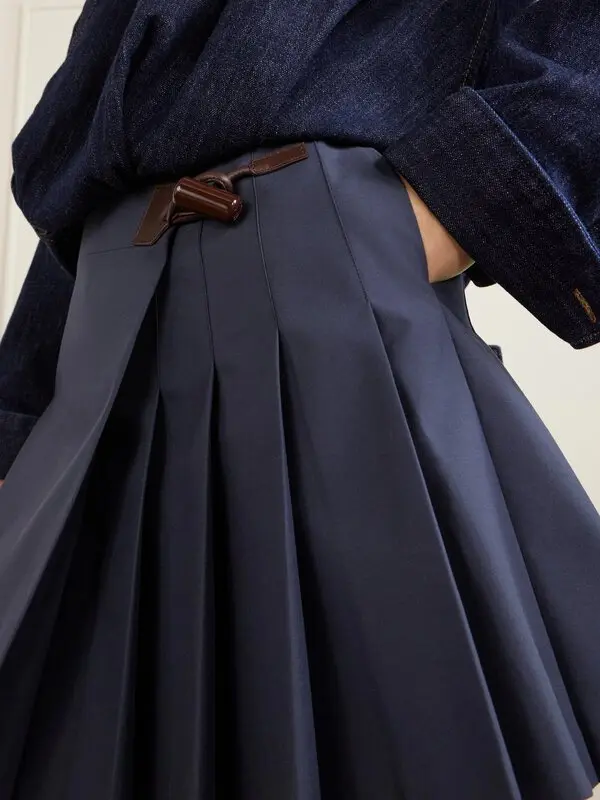 Loewe Pleated Cotton-blend Mini Skirt
