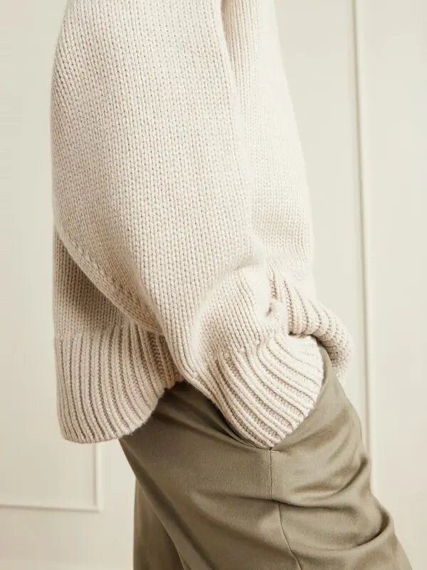 THE ROW Ophelia Oversized Wool And Cashmere Blend Sweater - Neutrals