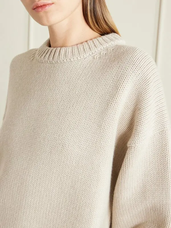 THE ROW Ophelia Oversized Wool And Cashmere Blend Sweater - Neutrals