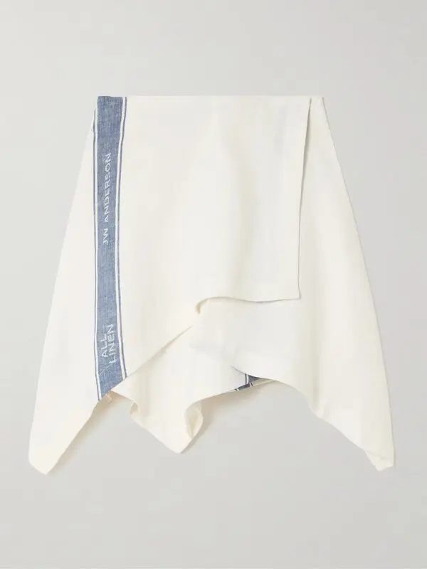 JW Anderson Asymmetric Linen-jacquard Mini Skirt - Neutrals
