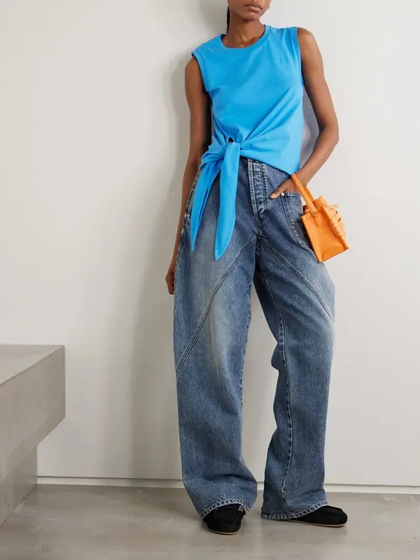 JW Anderson Tie-detailed Embroidered Tank - Blue