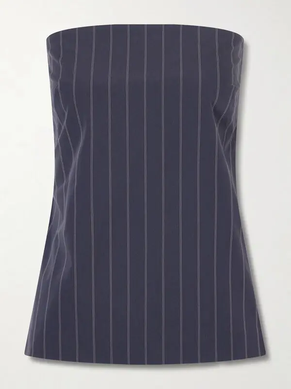 ST. AGNI Strapless Open-back Striped Top