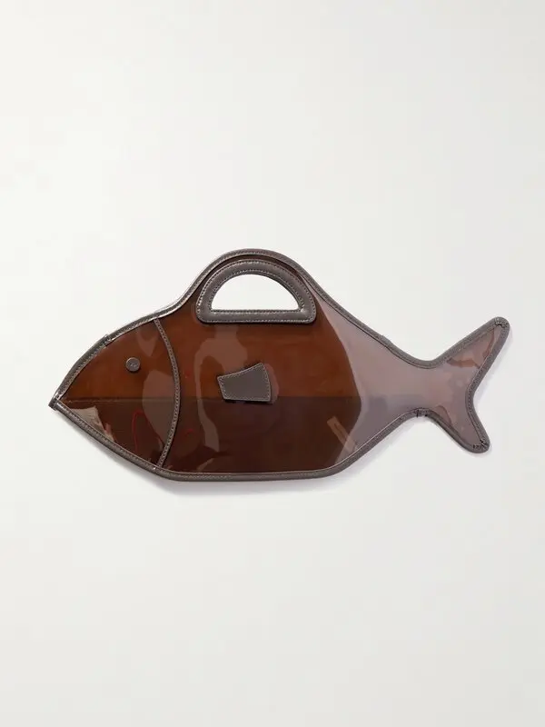 Staud Cleo Leather-trimmed Pvc Tote - Brown