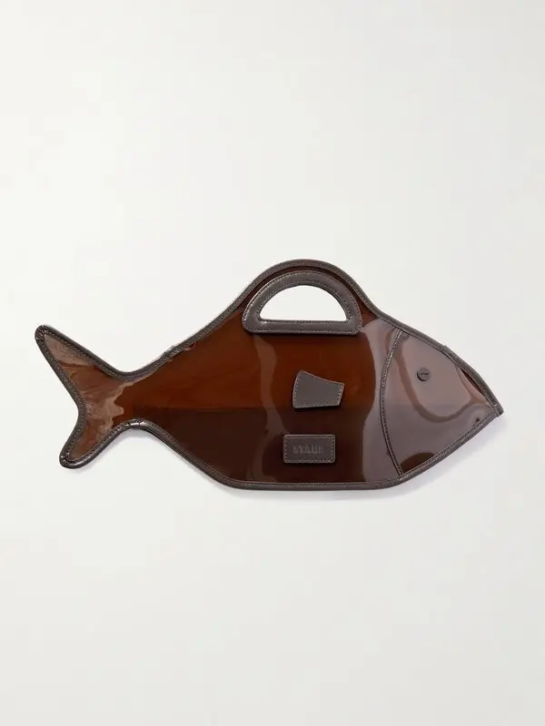 Staud Cleo Leather-trimmed Pvc Tote - Brown