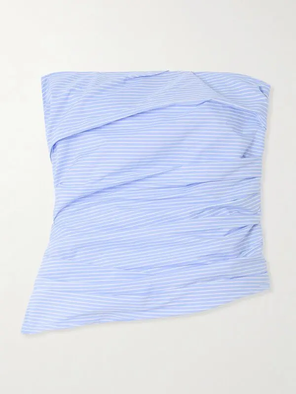 Simkhai Emerson Strapless Pinstriped Bustier Top - Blue