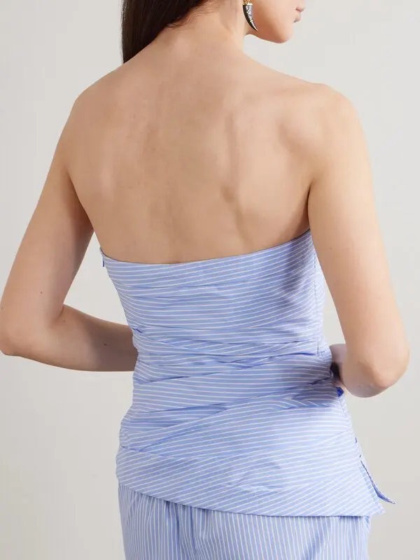 Simkhai Emerson Strapless Pinstriped Bustier Top - Blue