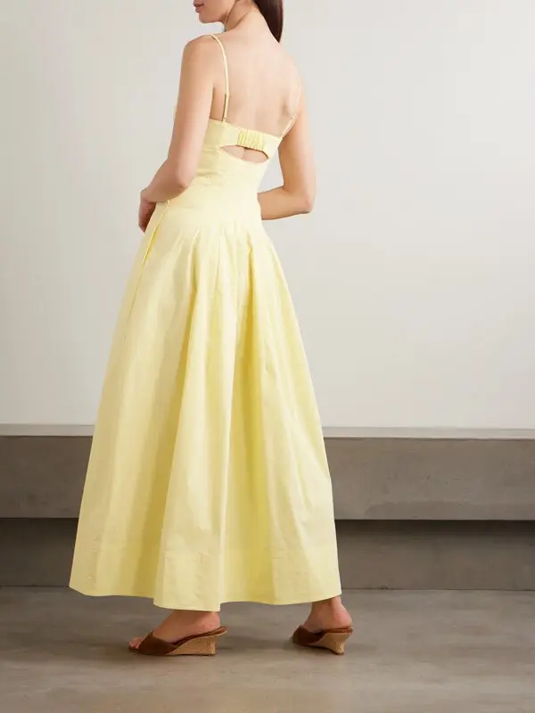 Simkhai Maddy Cutout Cotton-blend Midi Dress - Yellow