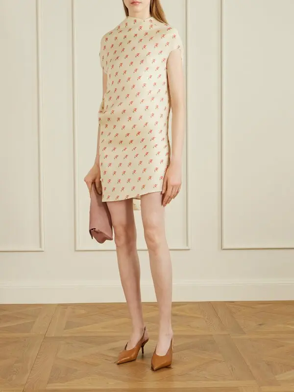 Khaite Floral-print Silk-organza Mini Dress - Pink