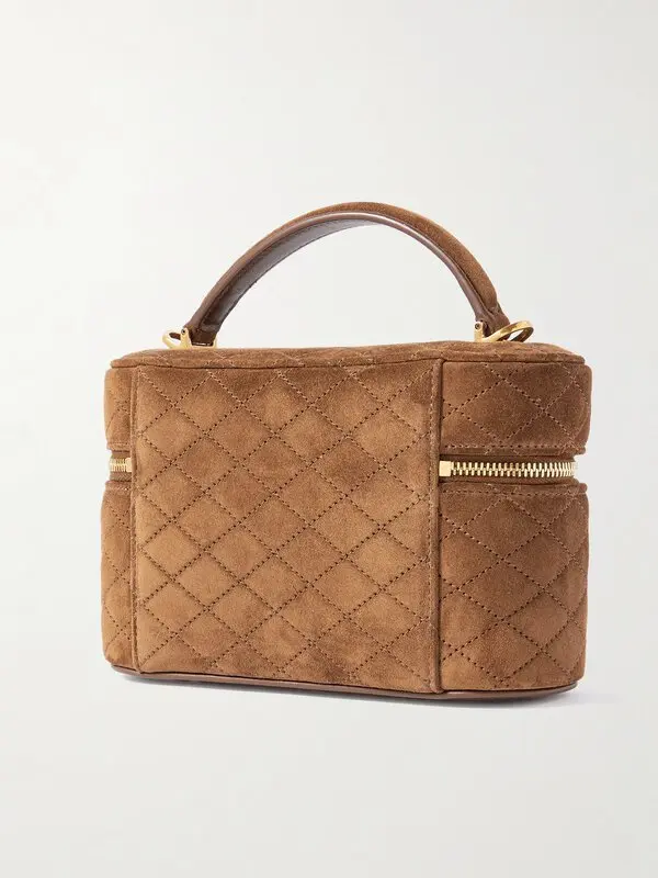 Saint Laurent Gaby Vanity Mini Quilted Suede Shoulder Bag - Brown