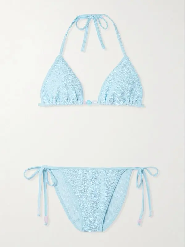 Hunza G Gina Bead-embellished Bikini - Blue