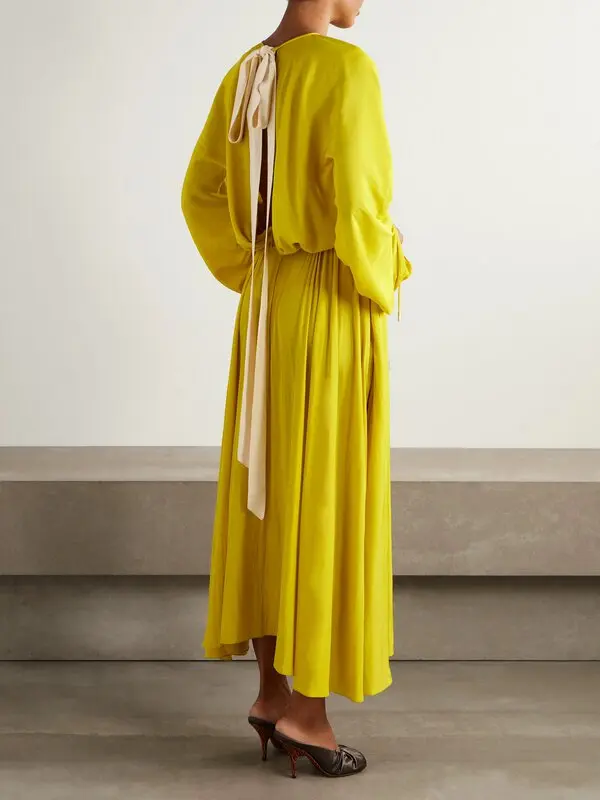 LANVIN Open-back Woven Maxi Dress - Yellow