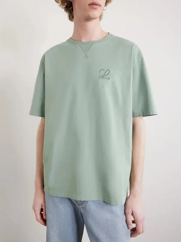 Loewe Logo-embroidered Cotton-jersey T-shirt