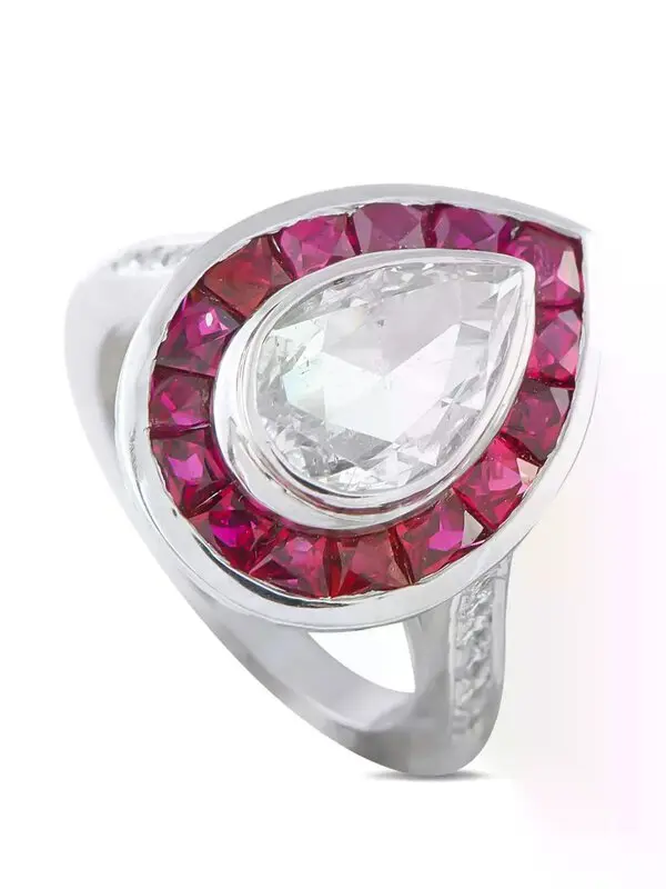 LB EXCLUSIVE Diamond And Ruby Platinum Ring - Silver