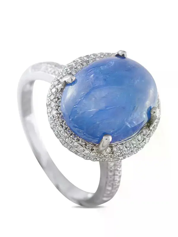 LB EXCLUSIVE Diamond And Sapphire Cabochon Ring - Silver