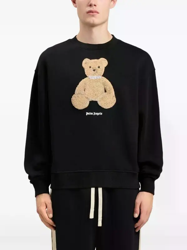Palm Angels Textured Bear Graphic Sweatshirt