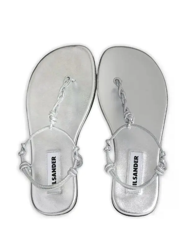 JIL SANDER Knot-strap Flat Sandals - Grey