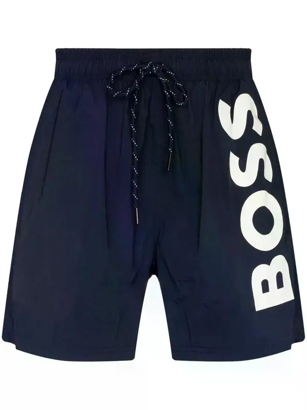 BOSS Logo-print Swim Shorts - Blue