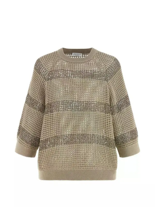 Brunello Cucinelli Sequin-embellished Striped Sweater