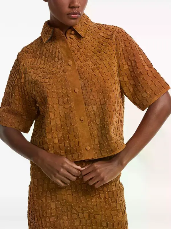 YVES SALOMON Suede Short-sleeve Shirt