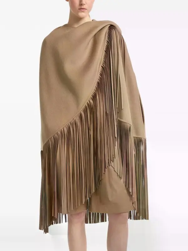YVES SALOMON Asymmetrical Fringed Cape